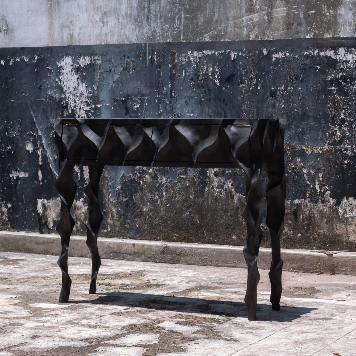 Shifting Tides - Entrance Console, Carved Mahogany – Cane Cult